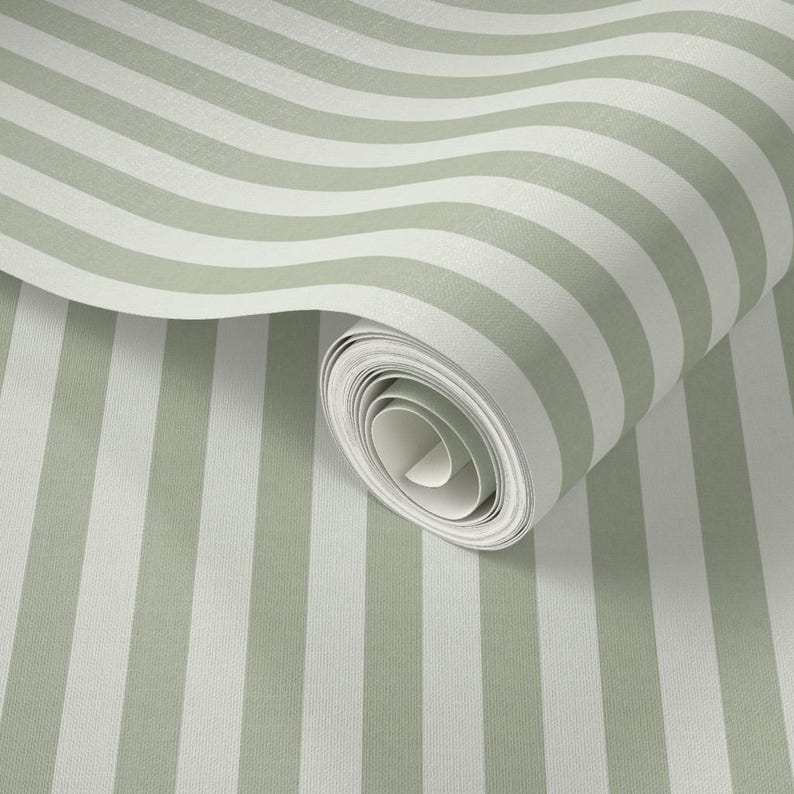 Sage Green Stripe Wallpaper: Vertical Stripe Peel and Stick Decor - Etsy