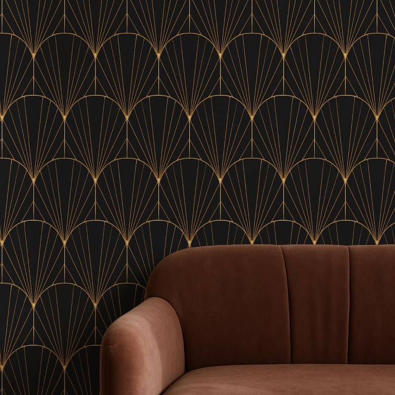 Black Wallpaper Metallic - Etsy