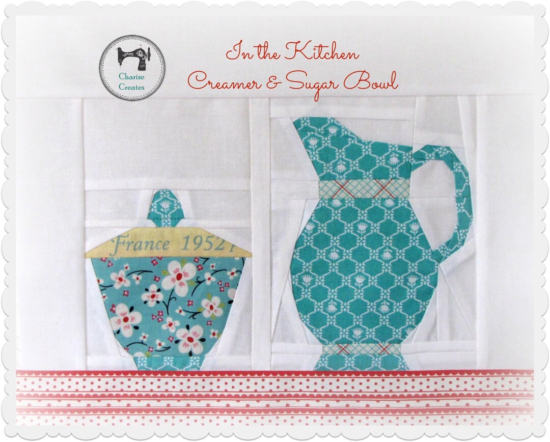 In the Kitchen - Creamer & Sugar Bowl, Paper Piecing Pattern - Etsy