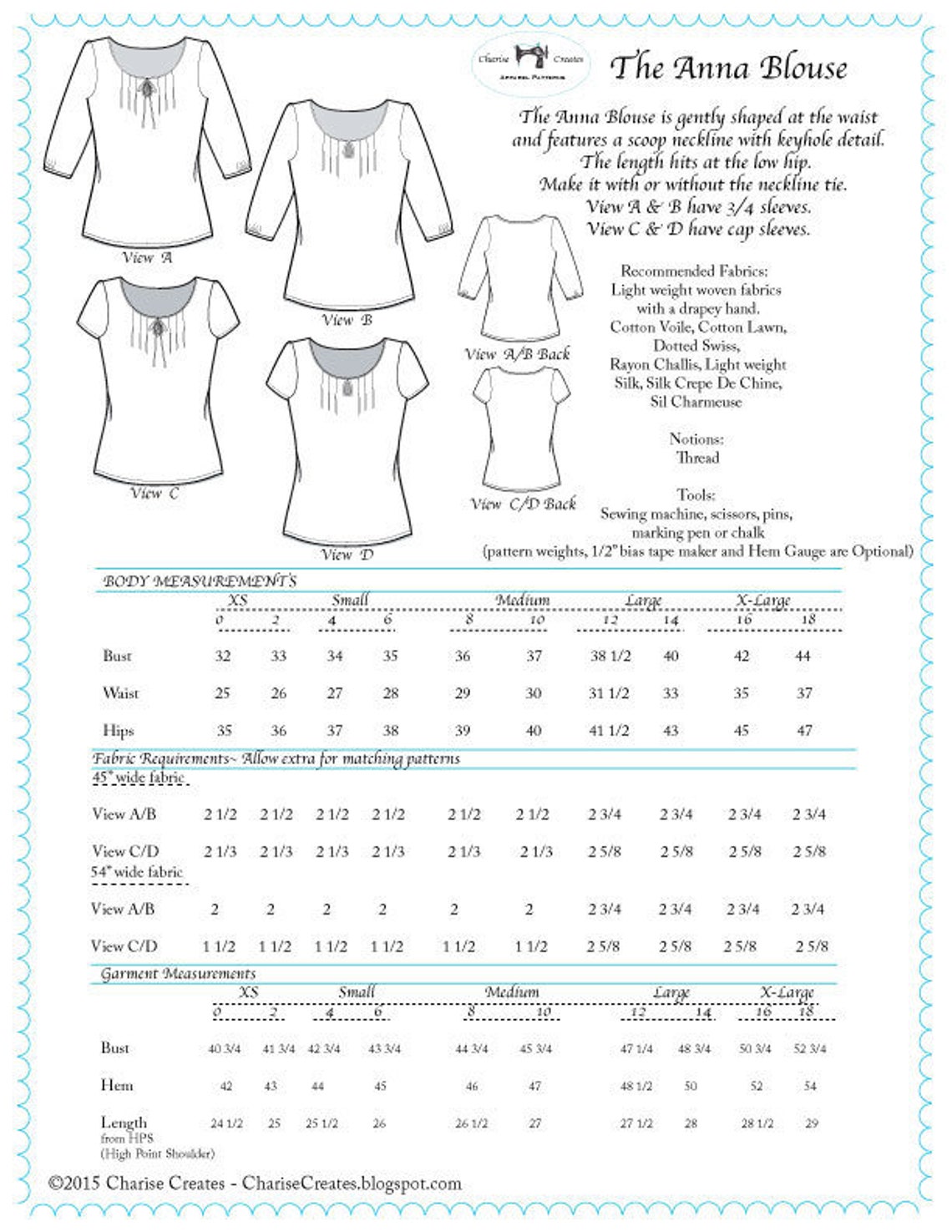 The Anna Blouse PDF Pattern | Etsy