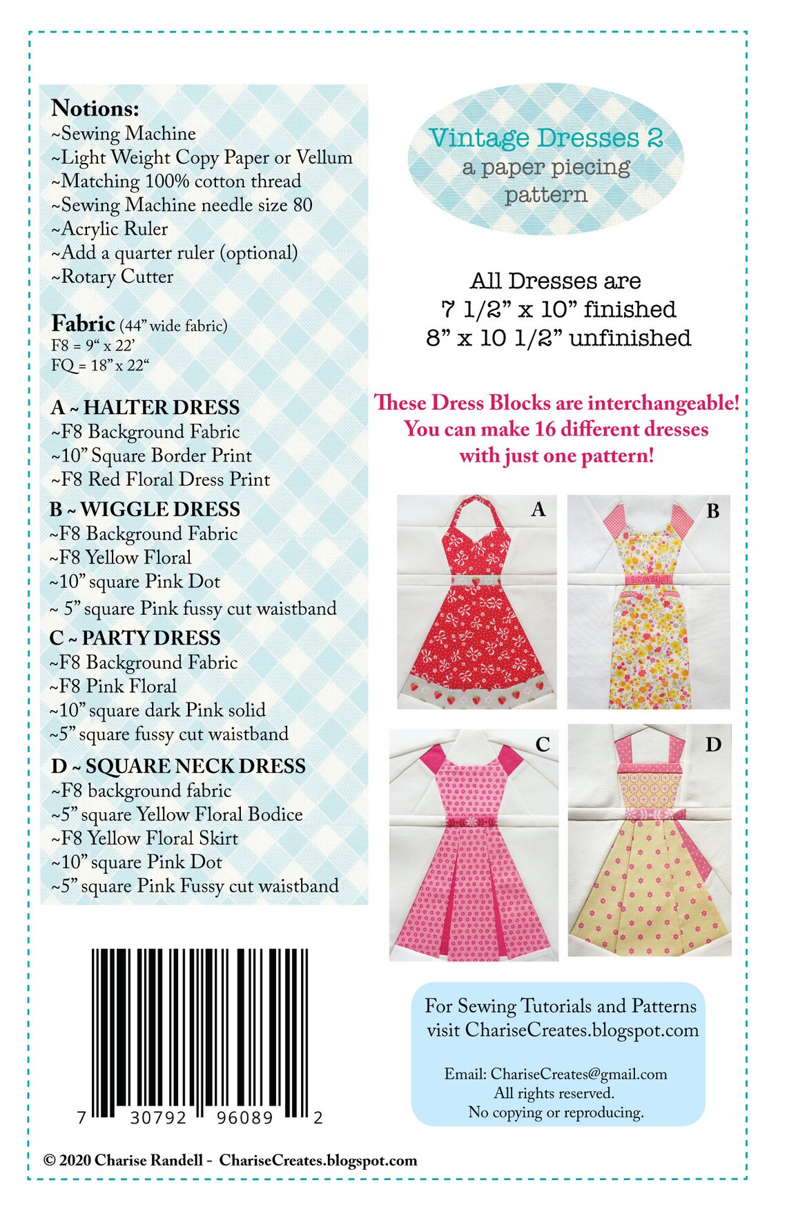 Vintage Dresses 2 Paper Piecing Pattern Paper Pattern - Etsy