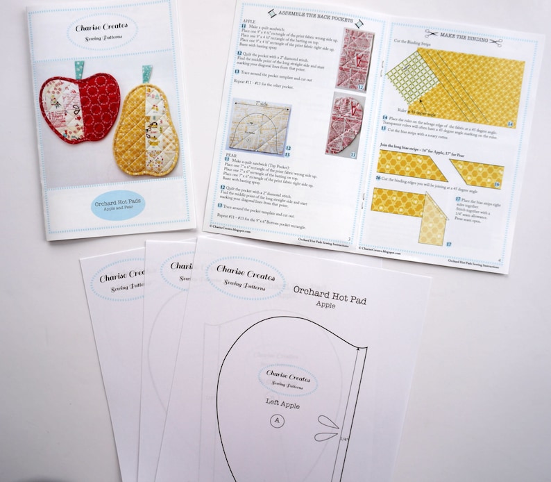 Orchard Hot Pads Apple & Pear PAPER Pattern - Etsy
