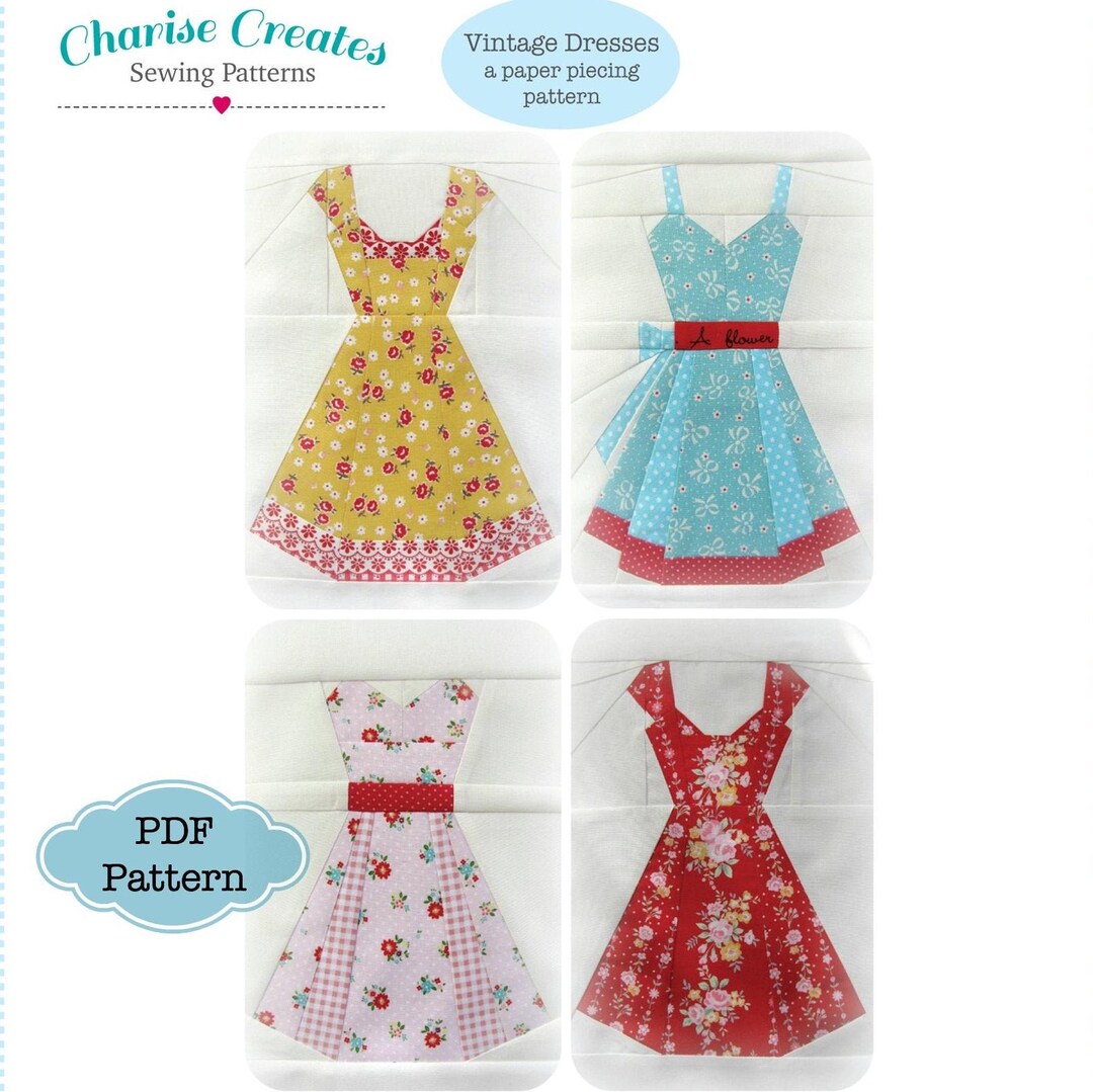 Vintage Dresses Quilt Block, Paper Piecing Pattern - Etsy