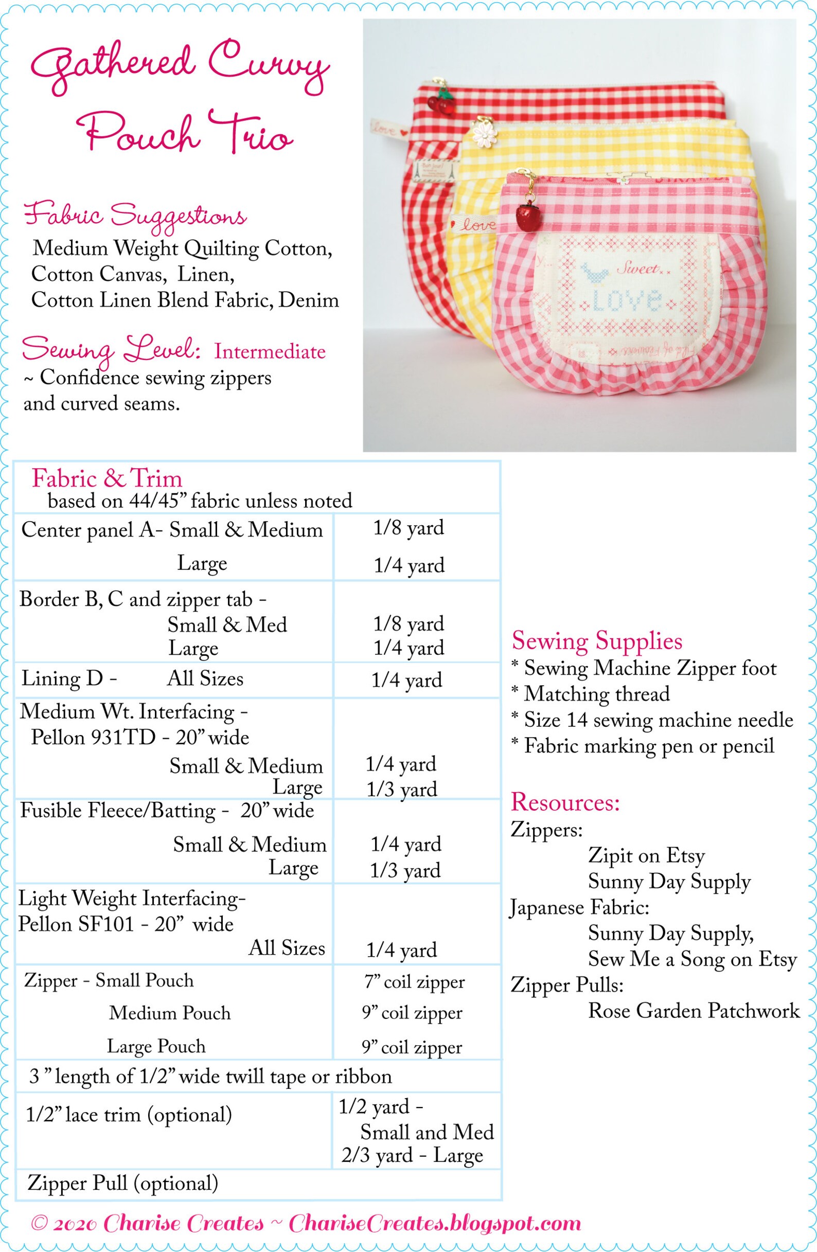 Gathered Curvy Pouch Trio - a PDF Pattern - Etsy