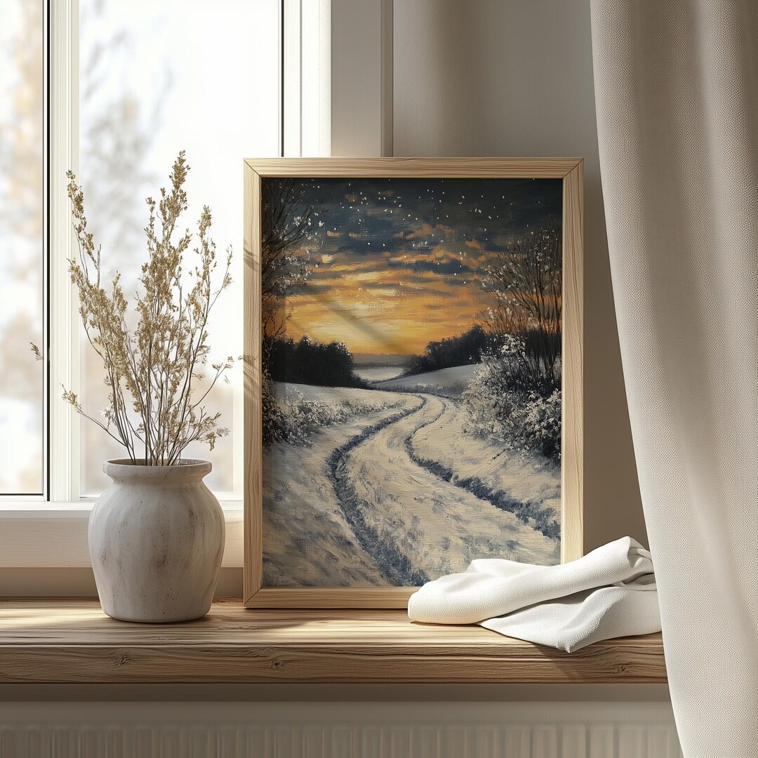 Winter Snow Path Print - Rustic Farmhouse Landscape (digital Download ...