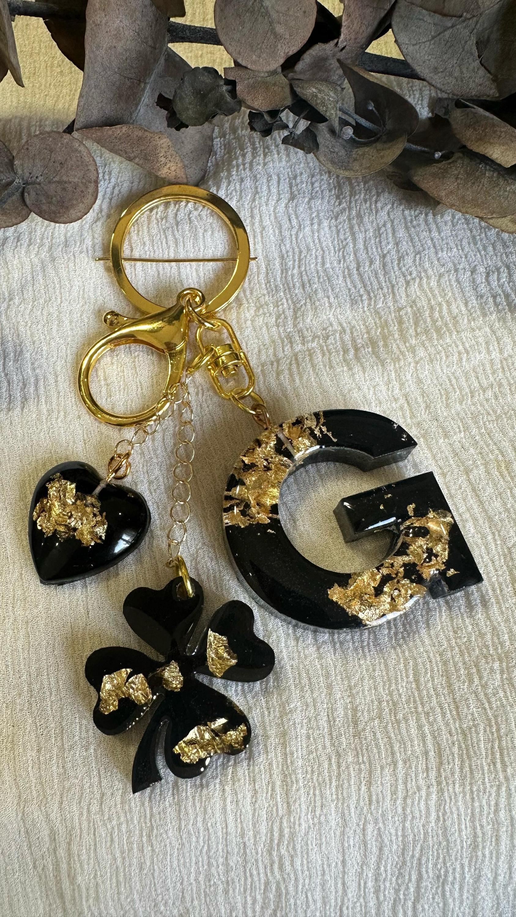Resin Letter Keychain,resin Alphabet Key Ring,epoxy Letter Keychain ...