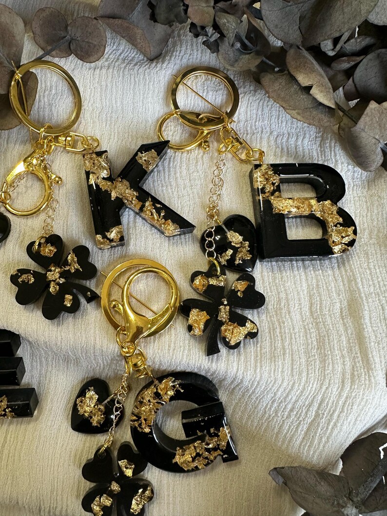 Resin Letter Keychain,resin Alphabet Key Ring,epoxy Letter Keychain ...