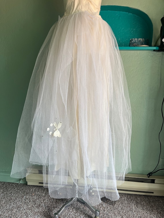 Vintage 1950s Strapless Tulle Prom Dress / Vintage We… - Gem