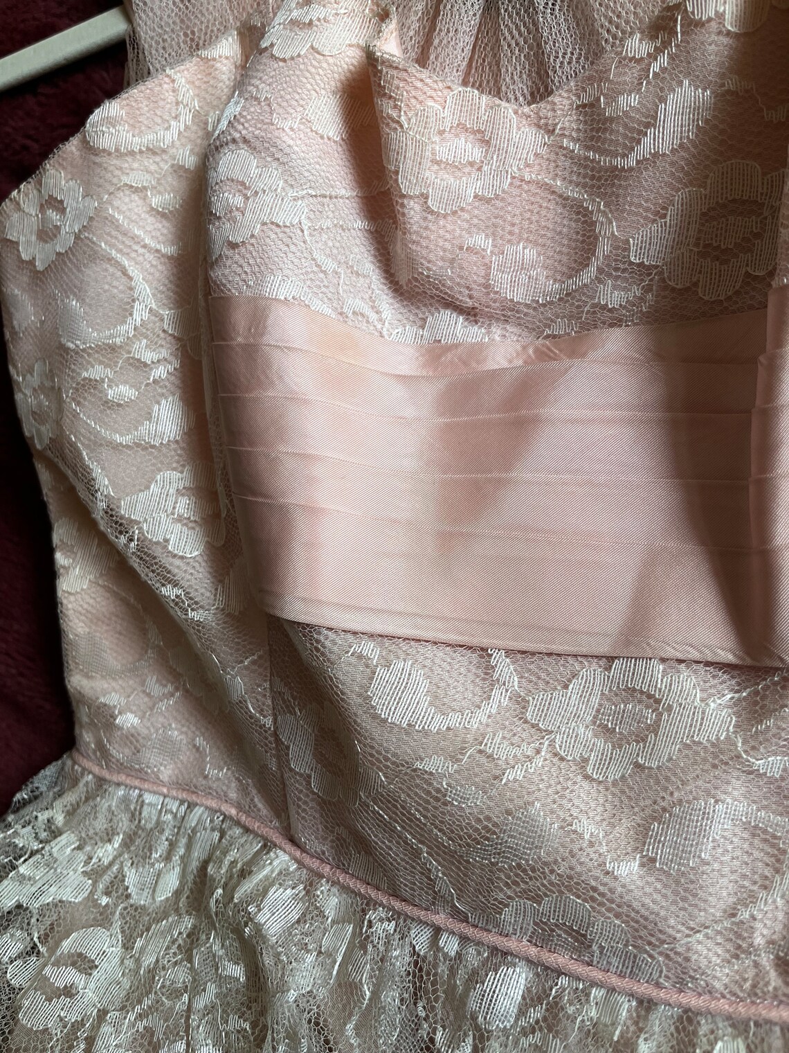 Vintage 1950s Peachy Pink Tulle Lace Formal Dress: 36" Bust - Etsy