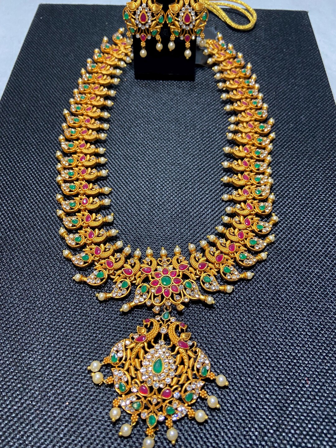 Super Beautiful Ruby Red/ Green /white Stones Haram - Etsy