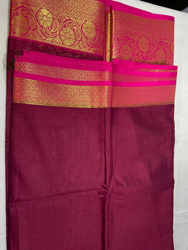 Beautiful Super Soft Semi Mysore Silk Saree (maroon/ Pink) - Etsy