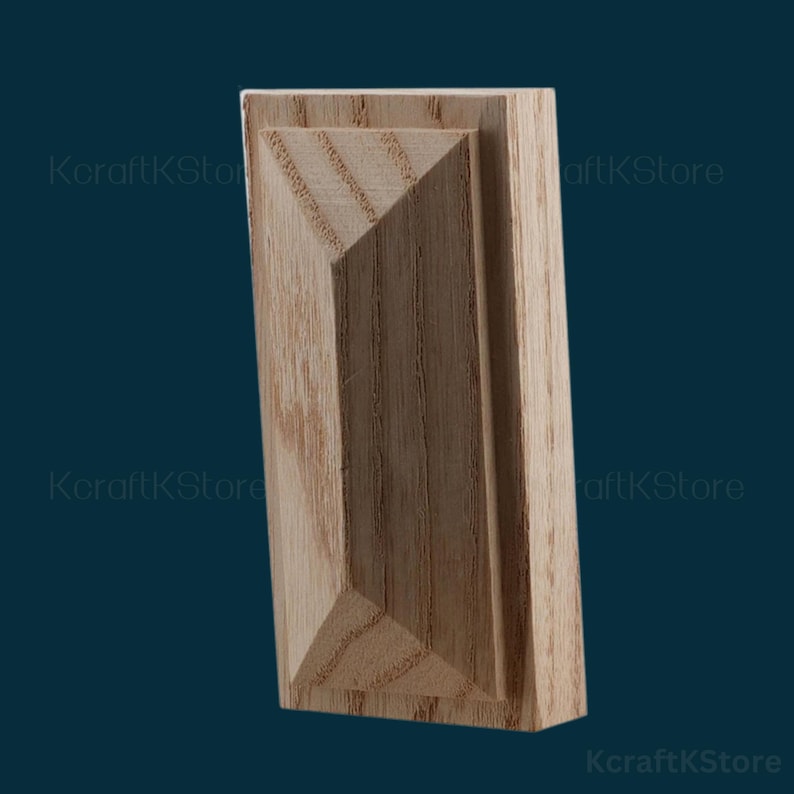 Rectangle Retro Molding Wood Applique, Flower Wood Carving Natural Wood ...