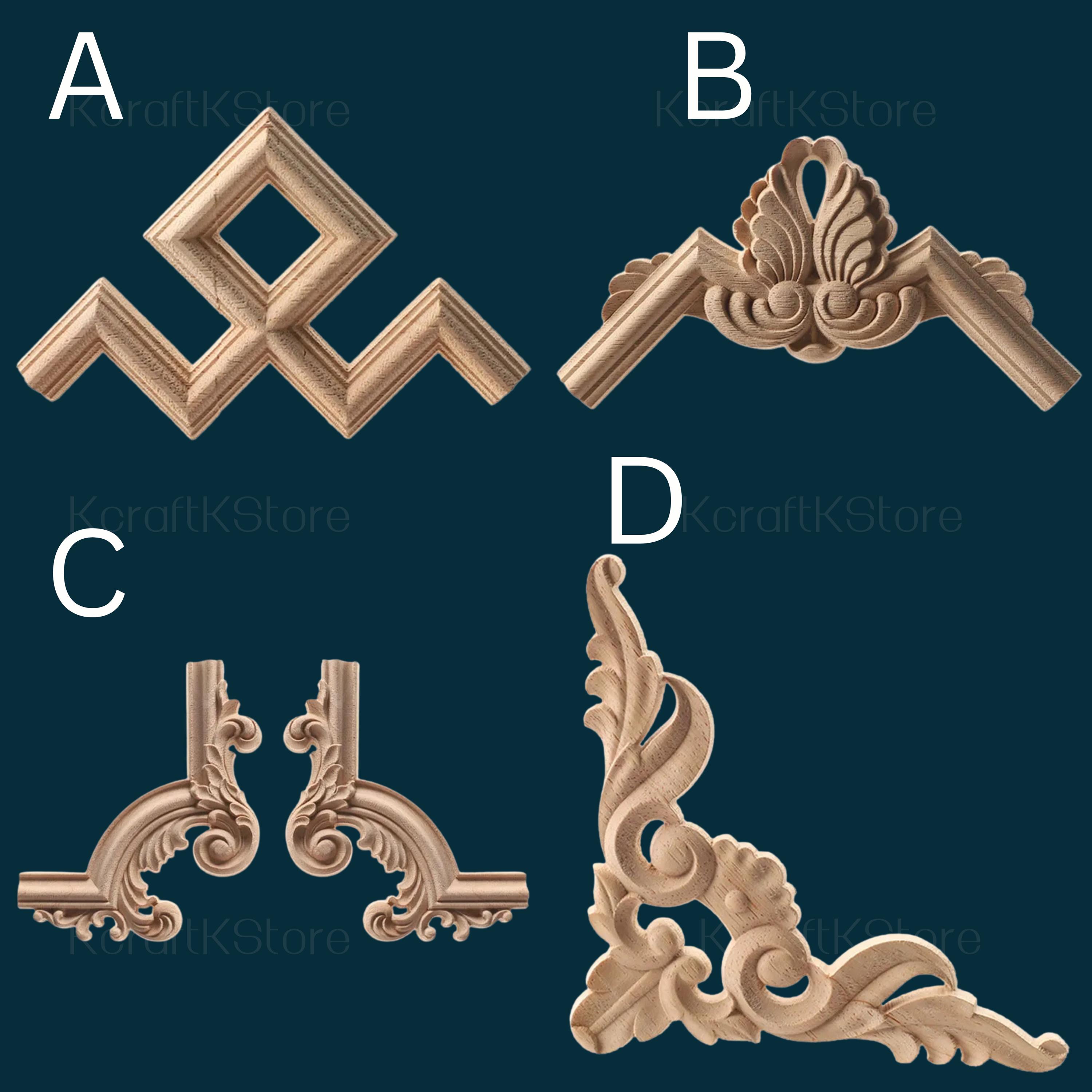 Carved Line Bars and Carved Corner Applique Onlay, Onlay Wood Carving ...