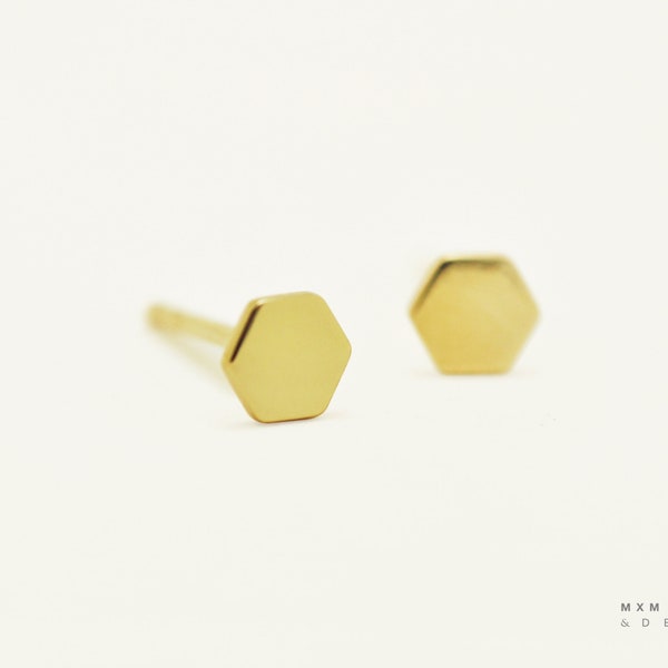 Hexagon Stud Earrings - Etsy
