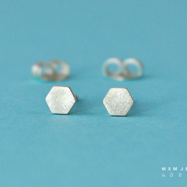 Hexagon Stud Earrings - Etsy