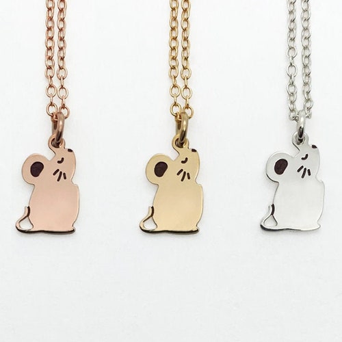 Mouse Necklace / Sterling Silver Mouse Necklace Nibbles - Etsy
