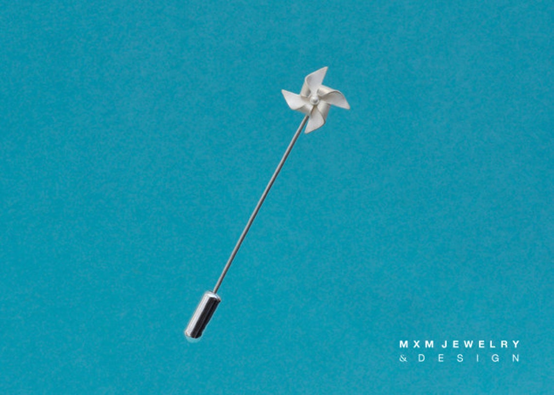 Handfolded Spinnable Sterling Silver Pinwheel Pin - Etsy