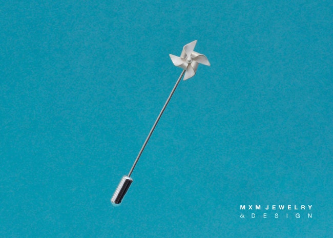 Handfolded Spinnable Sterling Silver Pinwheel Pin - Etsy