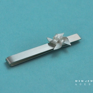 Handfolded Spinnable Sterling Silver Pinwheel Tie Bar - Etsy
