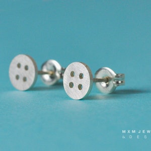 Tiny Sterling Silver Button Stud Earrings - Etsy