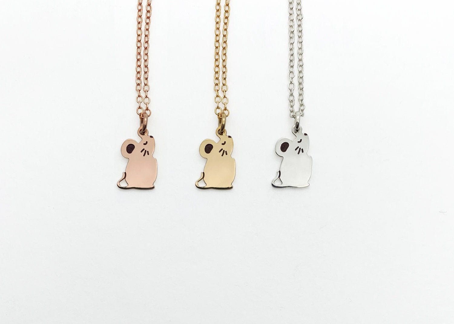 Silver or Gold Mouse Necklace - Etsy
