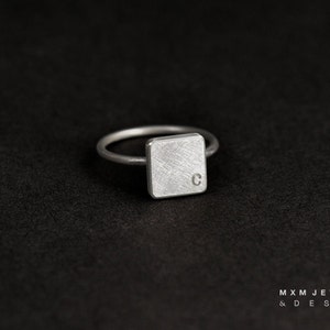 Solid Square Block Ring With 1letter/number - Etsy