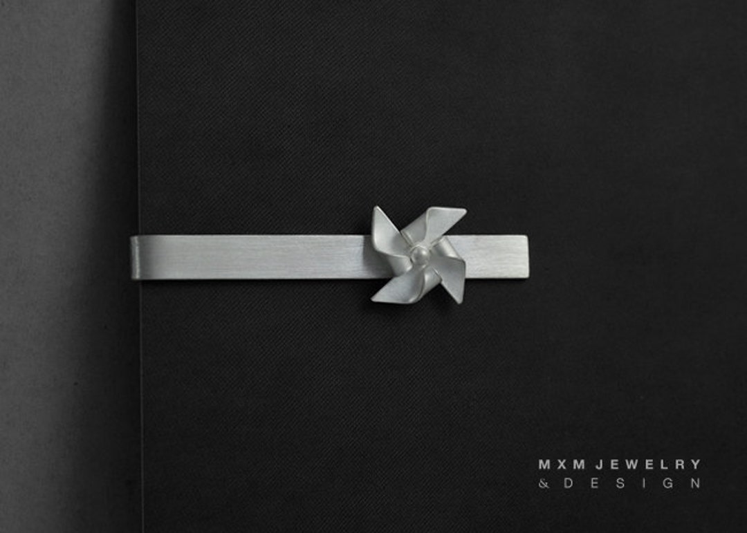 Handfolded Spinnable Sterling Silver Pinwheel Tie Bar - Etsy