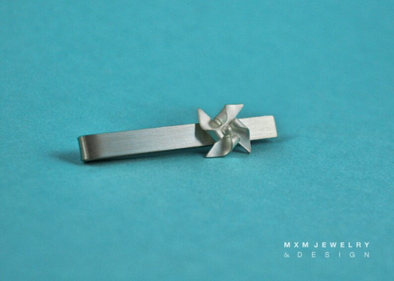 Handfolded Spinnable Sterling Silver Pinwheel Tie Bar - Etsy