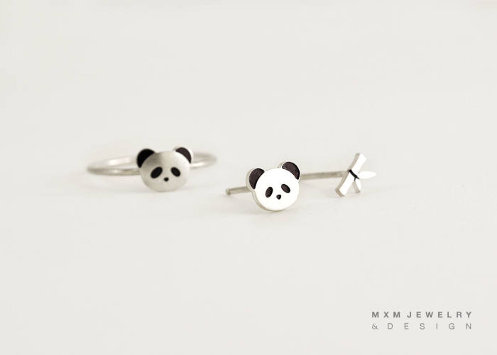 Sterling Silver Little Panda Ring - Etsy