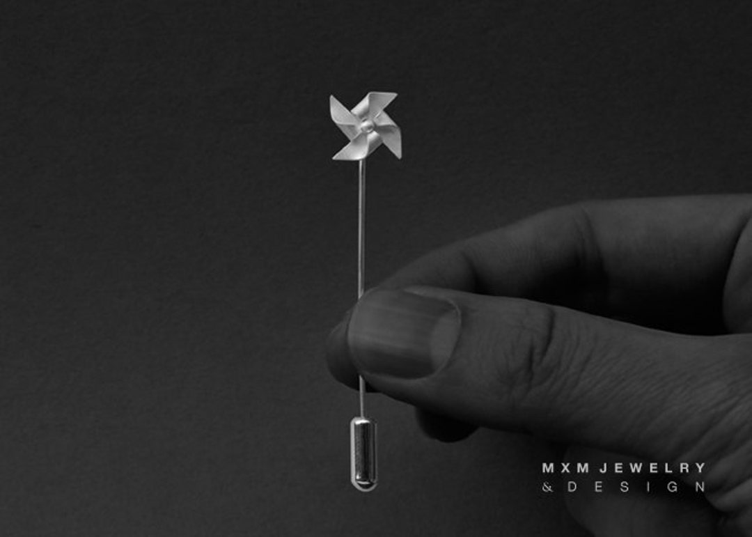 Handfolded Spinnable Sterling Silver Pinwheel Pin - Etsy