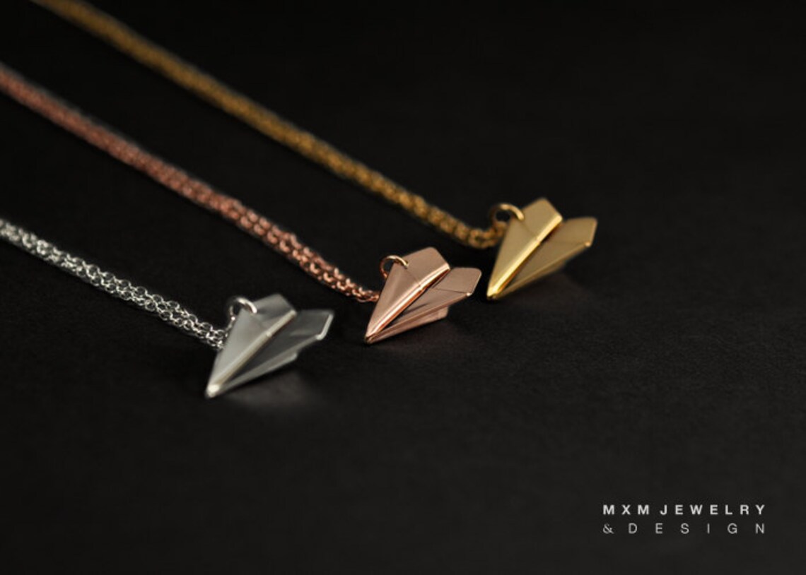 Small / Handfolded Paper Airplane W/chain Earrings - Etsy