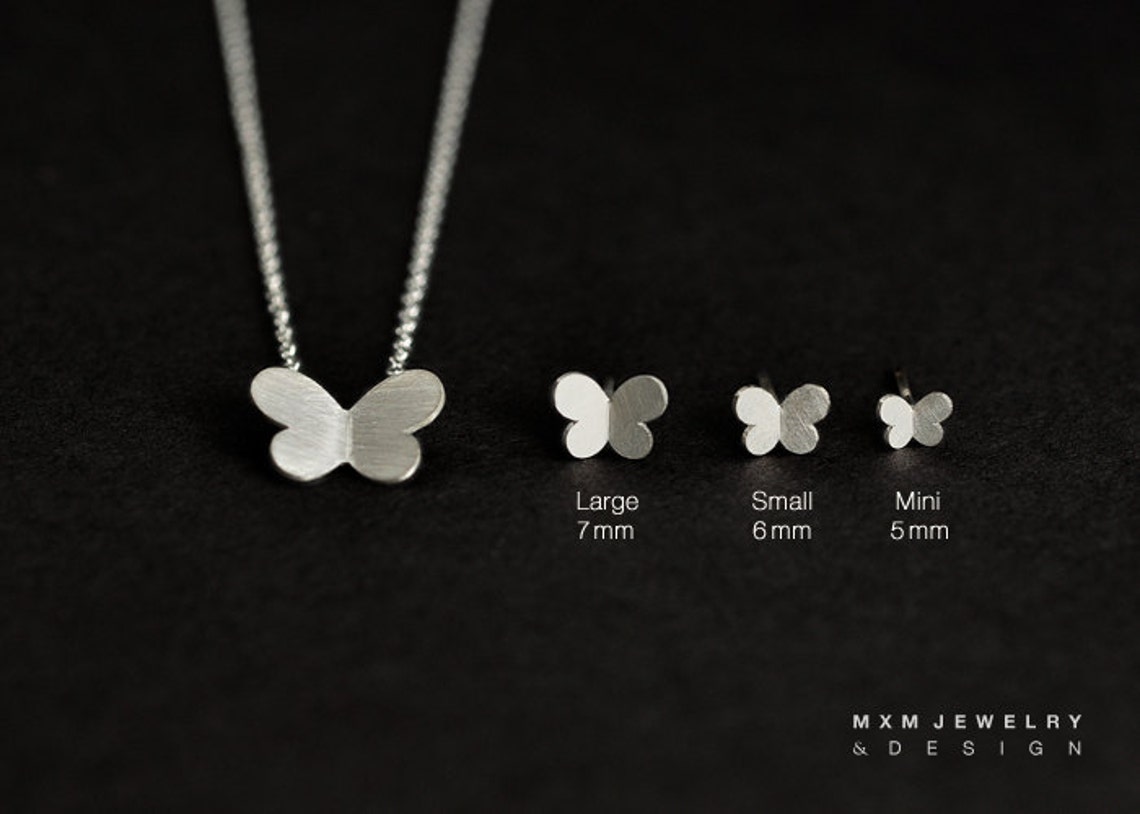 Sterling Silver Butterfly Stud Earrings - Etsy