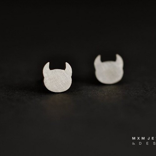 Sterling Silver Devil Head Stud Earrings - Etsy