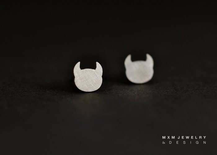 Sterling Silver Devil Head Stud Earrings | Etsy