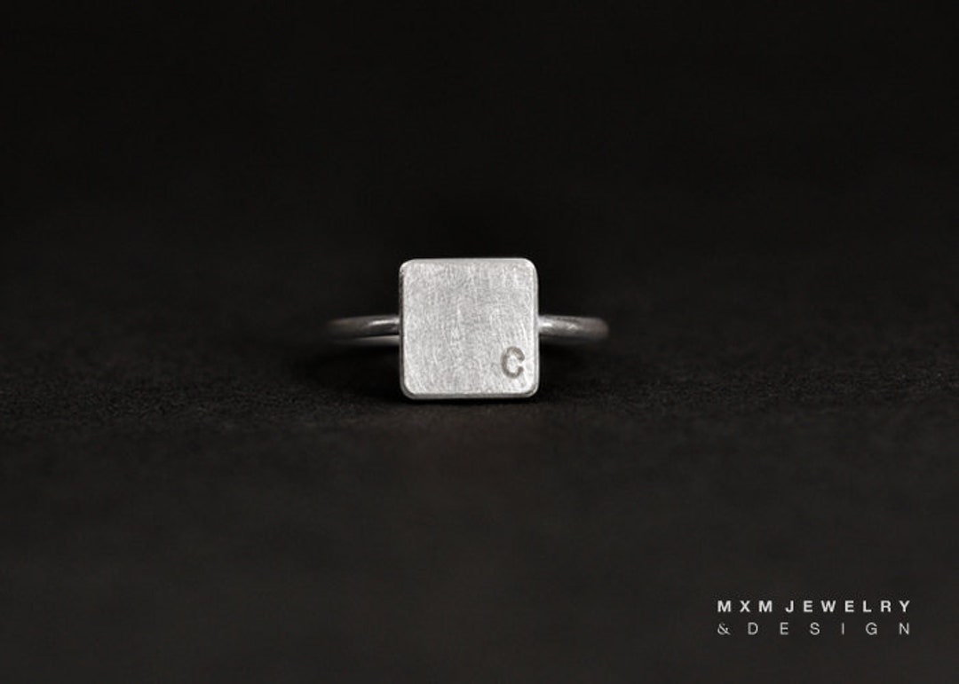 Solid Square Block Ring With 1letter/number - Etsy