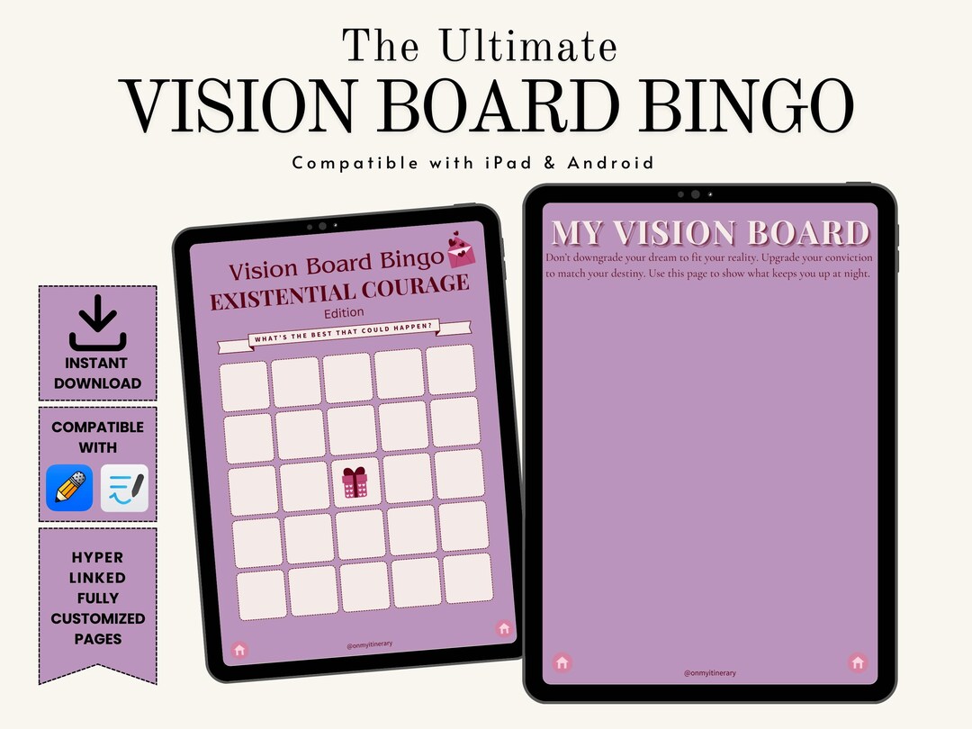 Vision Board Bingo-existential Courage Edition - Etsy
