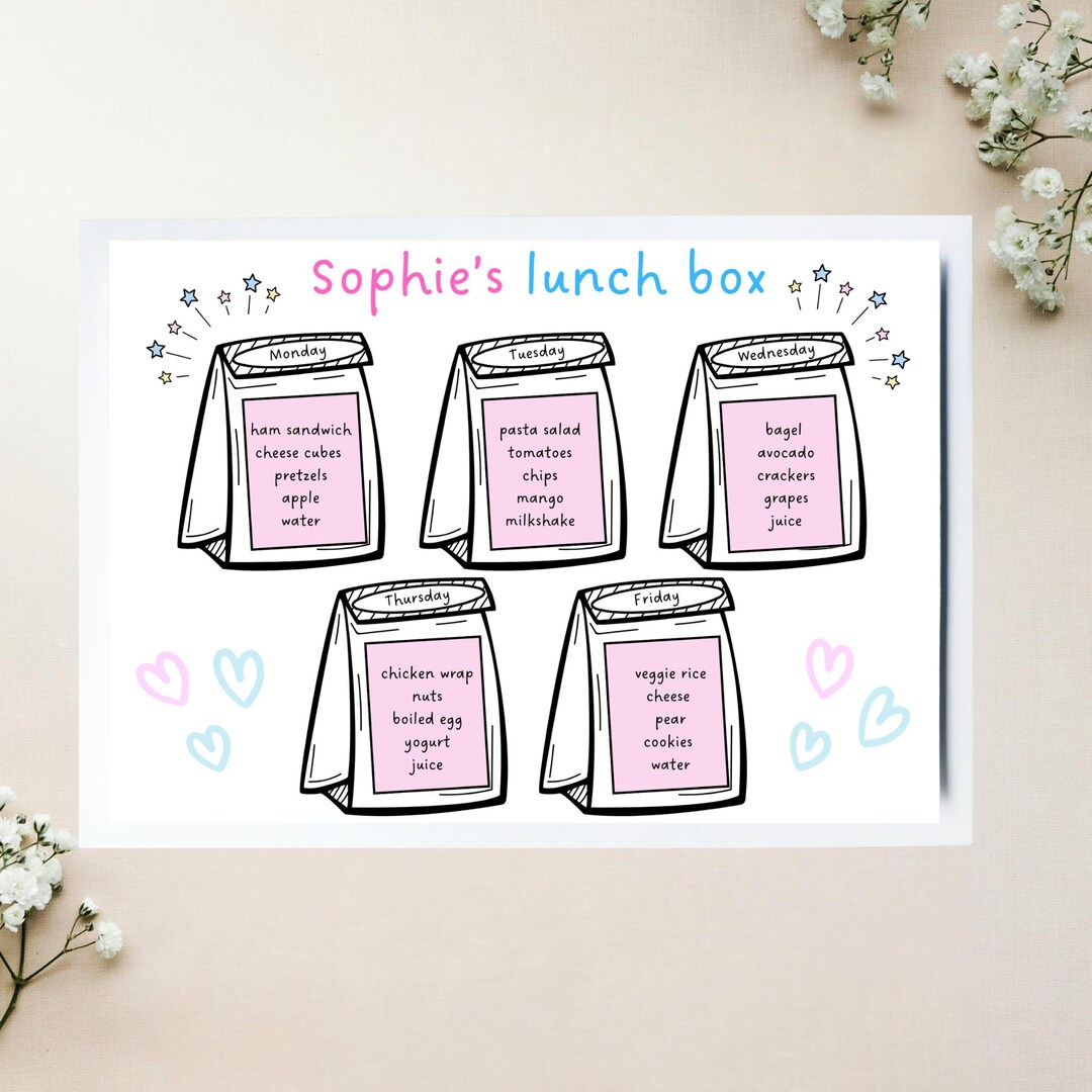 Kids Lunch Box Planner | Editable Canva Template | Weekly Meal Prep ...