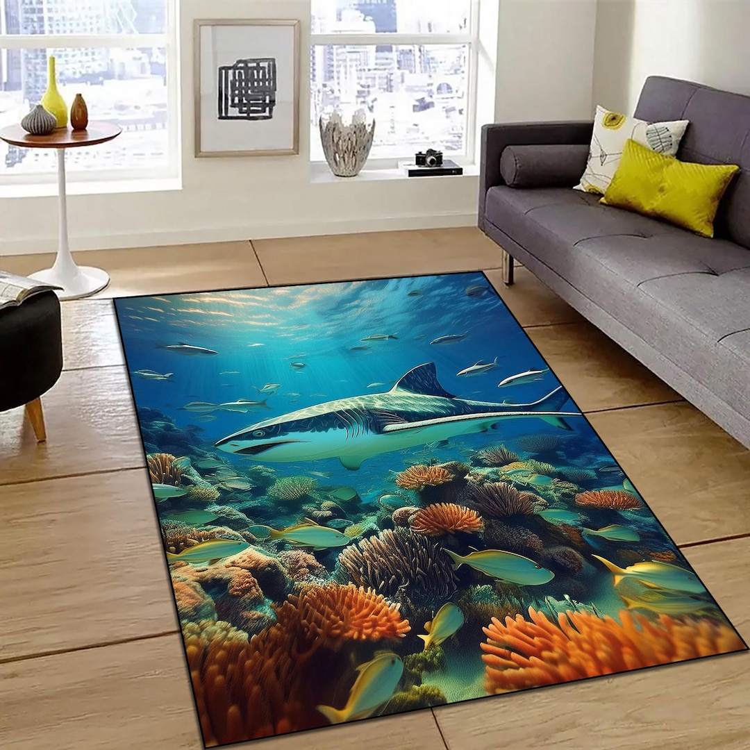 Vivid Underwater Life Carpet - Brave Fish Patterned Carpet, Ocean ...