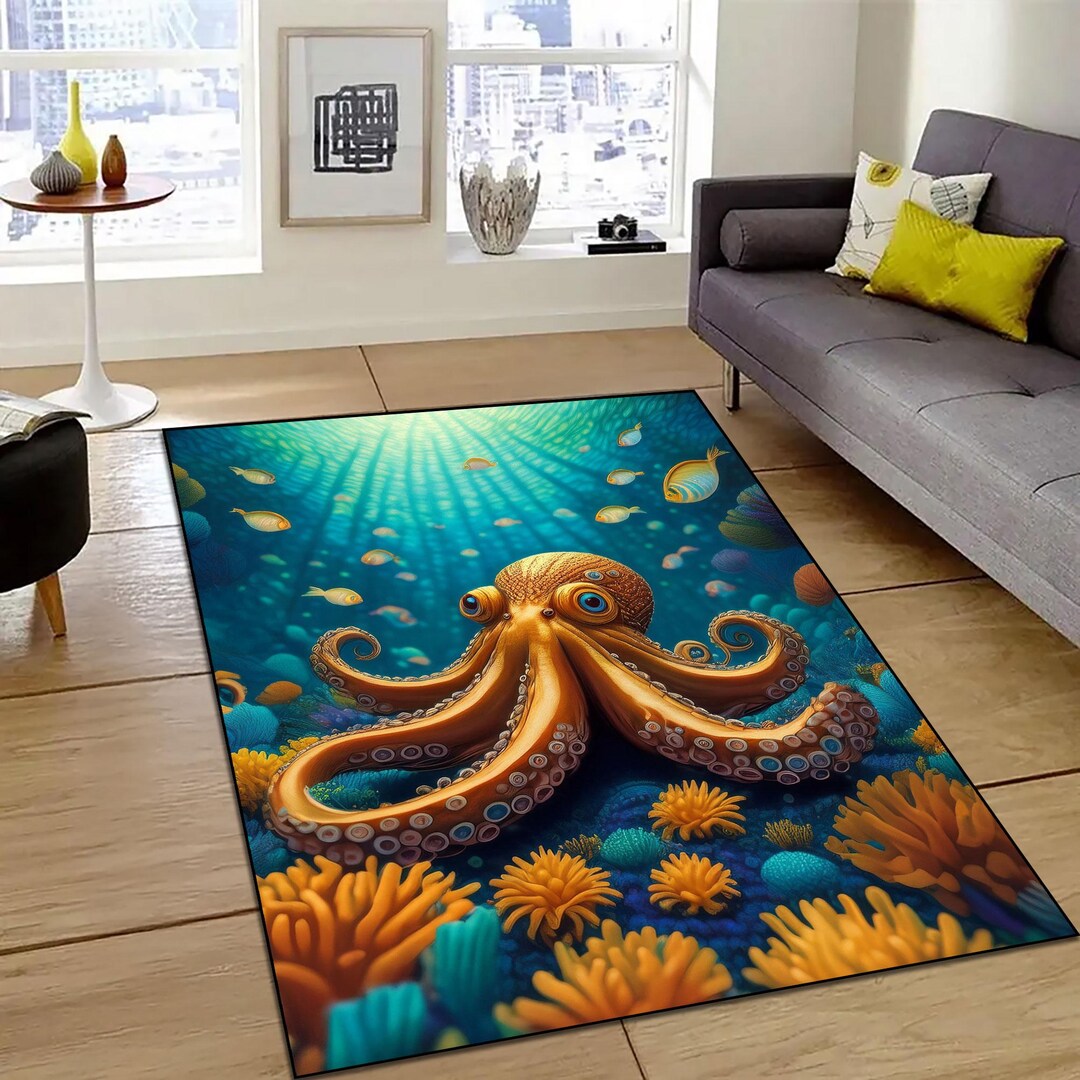 Maximalist Carpet, Underwater Life Carpet, Caretta Carpet, Fish ...