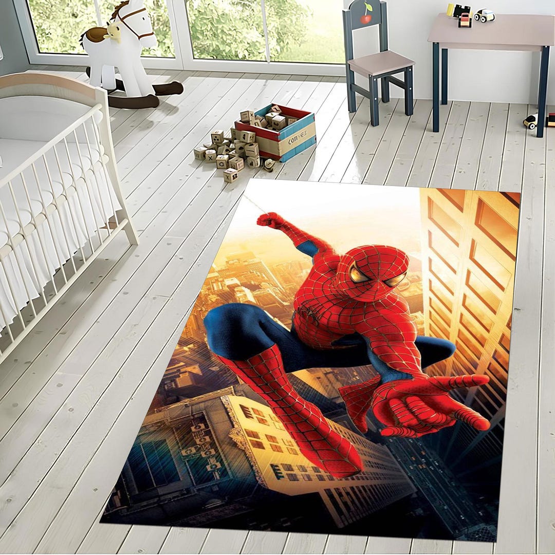 Spiderman Themed Kids Rug, Rectangle Rug, Popular Gift for Boys ...