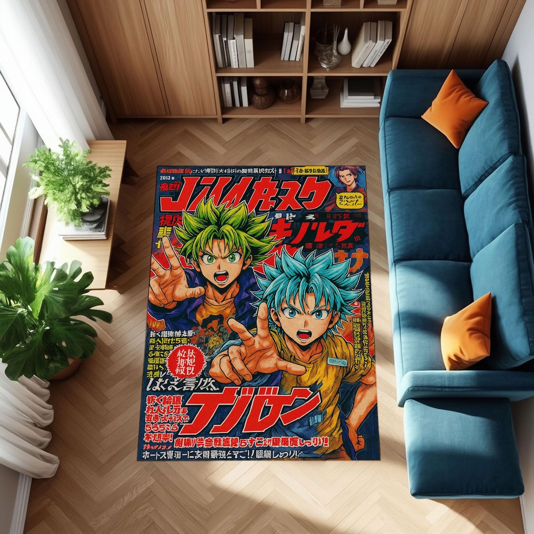 Anime Style Rug – Retro Shonen Manga Print Rug for Otaku Room Decor ...