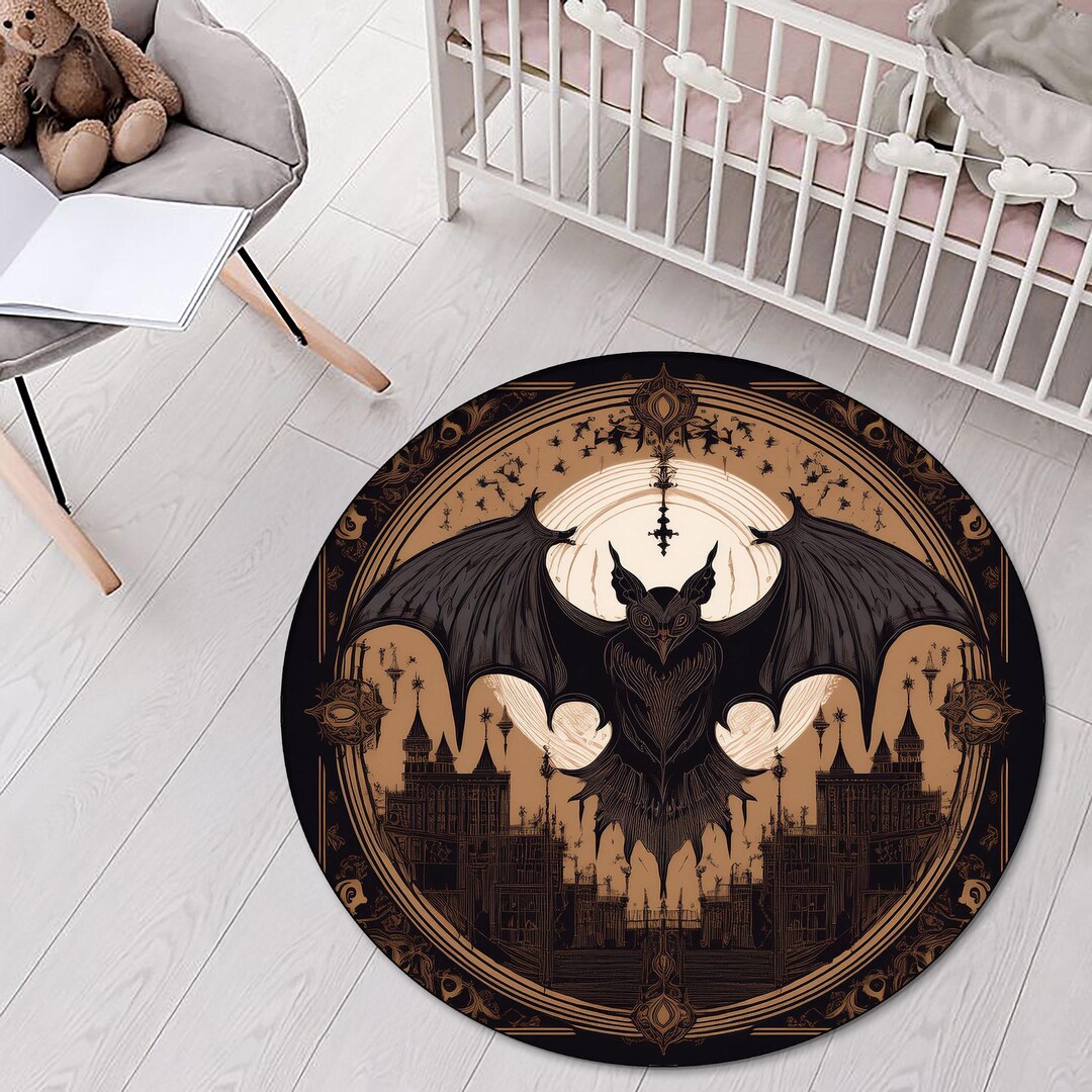 Gothic Vampire Bat Round Rug: Spooky Halloween Castle Decor - Etsy