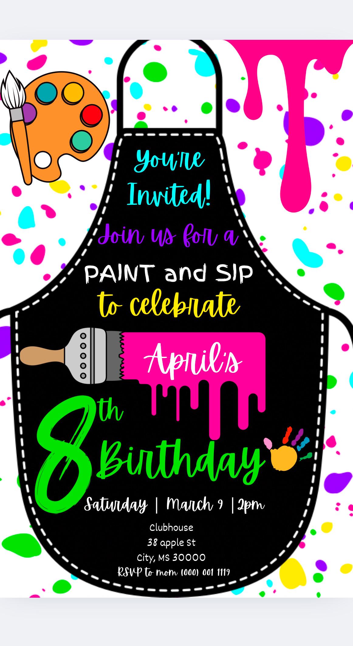 Paint Birthday Invitation (colorful) - Etsy