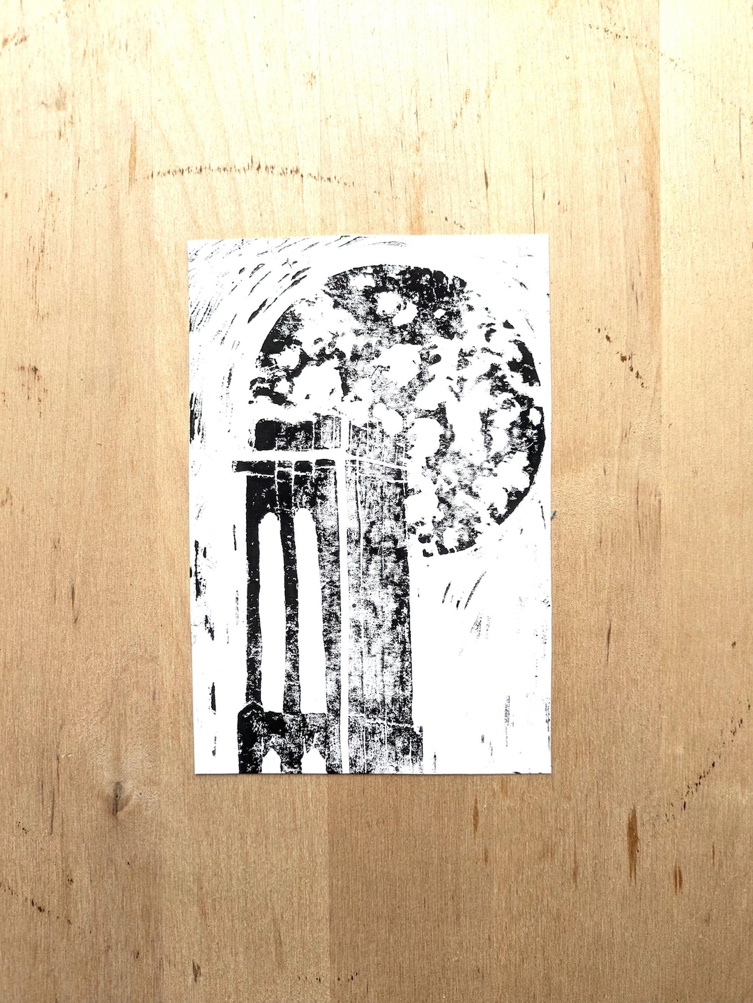 Lino Print Saint Rumbold's Tower Mechelen in Full Moon - Etsy