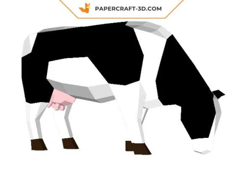 Cow Paper Sculpture, 3D Paper Craft Kit, Handmade Cow Animal, Low Poly ...