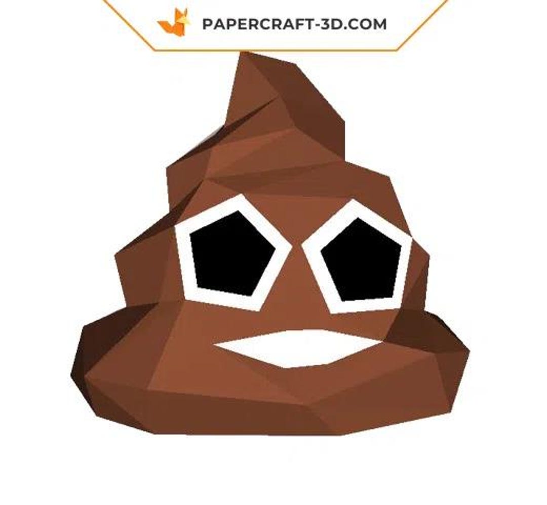 Emoji Poop Paper Sculpture, 3D Paper Craft Kit, Low Poly Paper ...