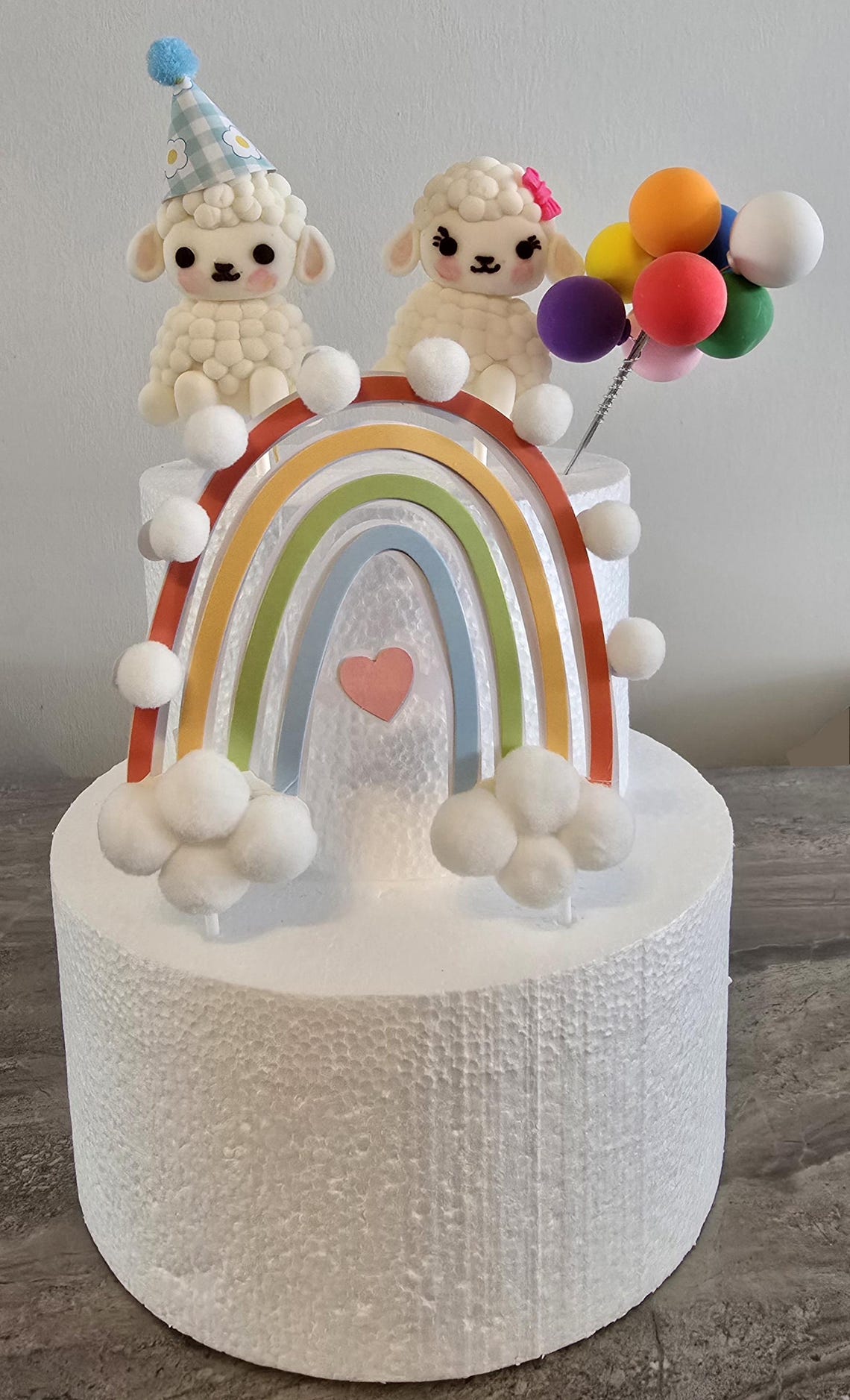 Fondant Sheep Cake Topper: Rainbow Birthday Party Decoration - Etsy
