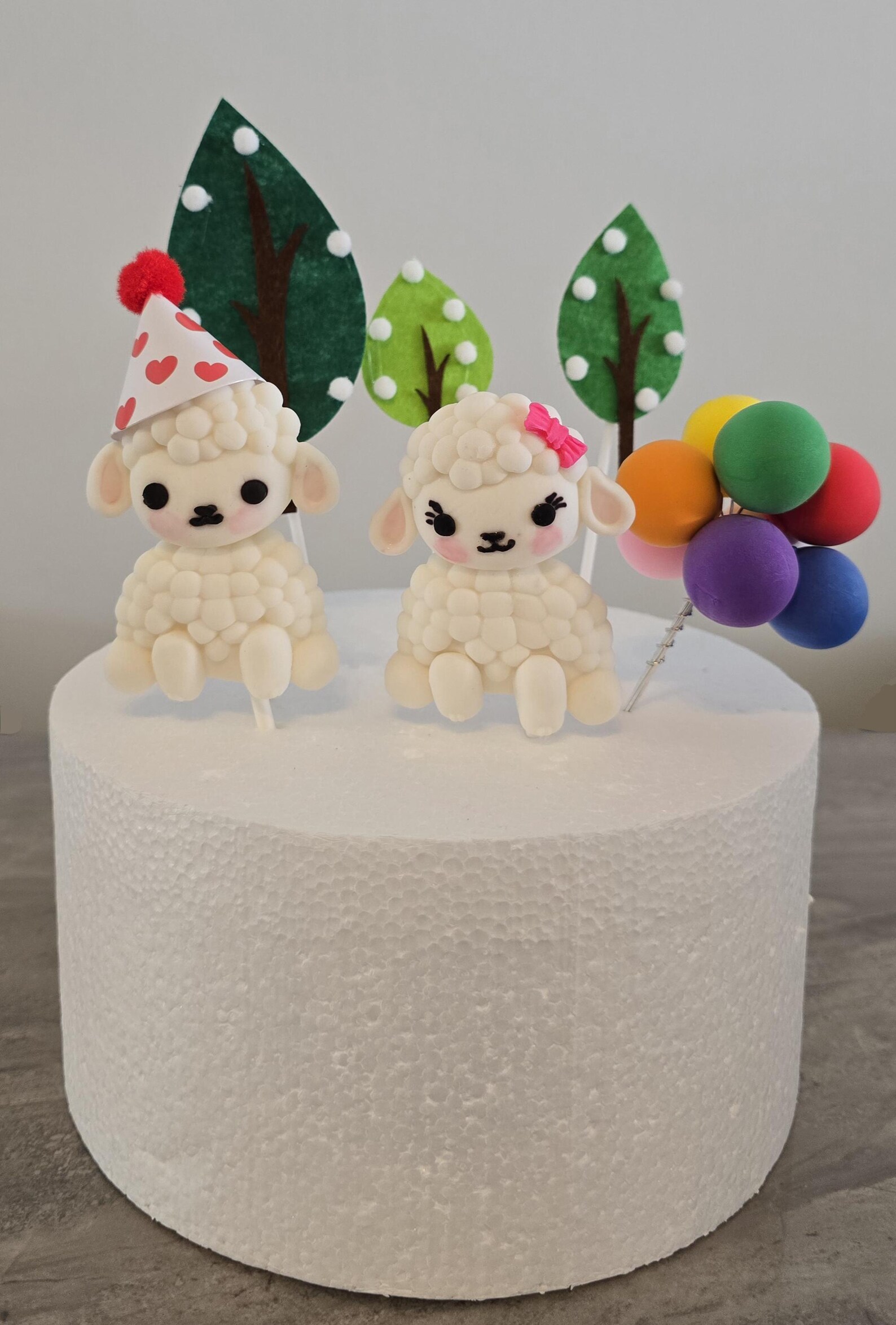 Fondant Sheep Cake Topper: Rainbow Birthday Party Decoration - Etsy