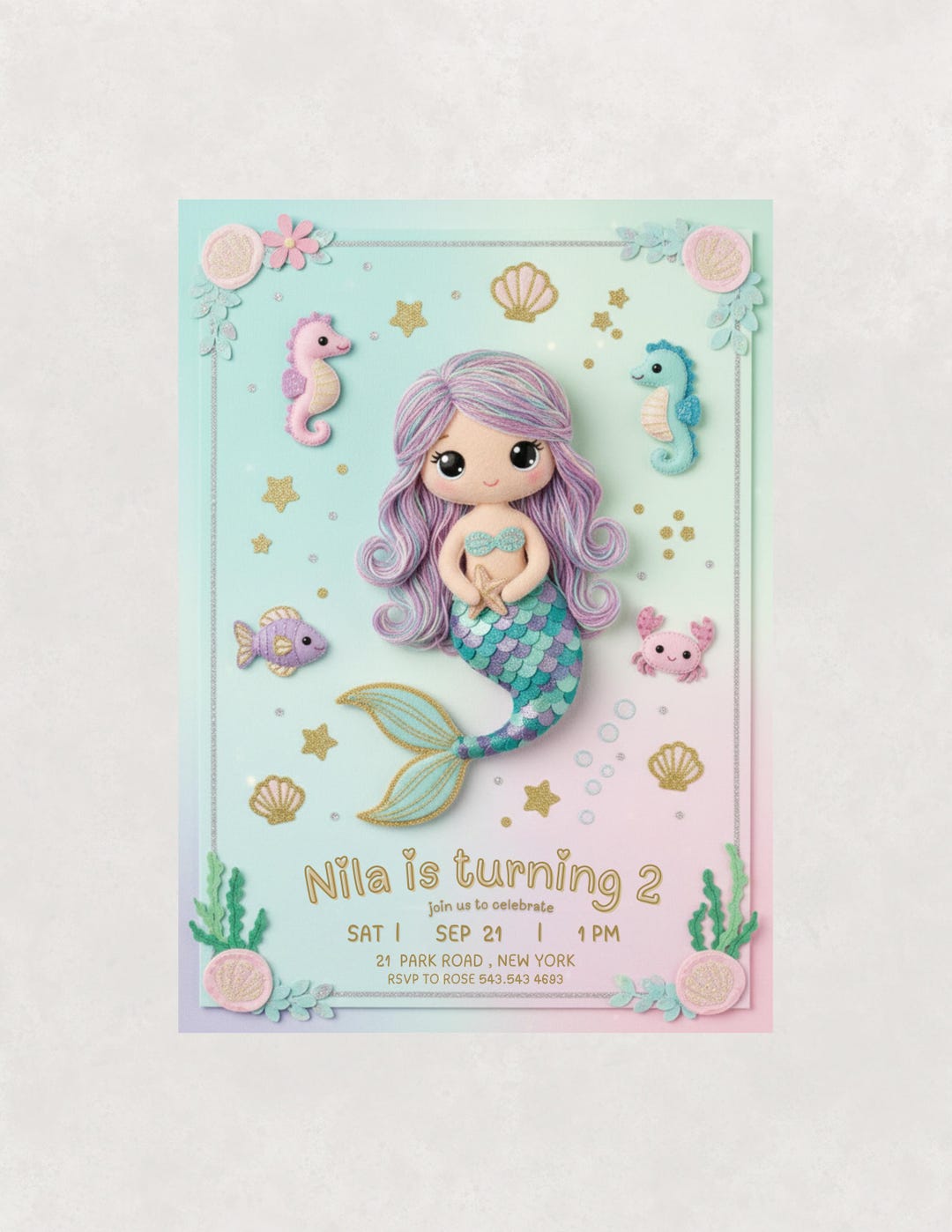 Mermaid Birthday Invitation | Under the Sea Party Template | Editable ...