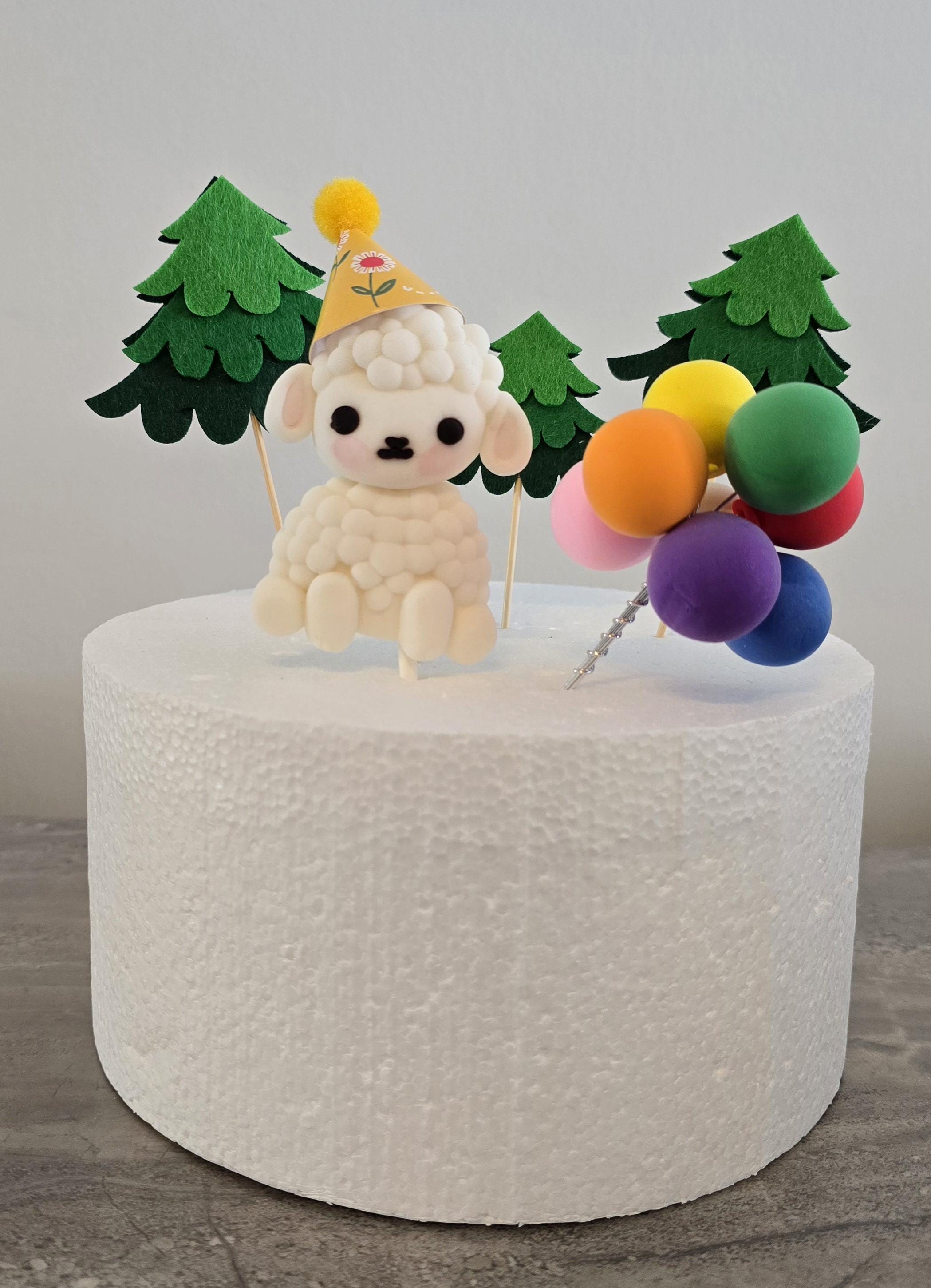 Fondant Sheep Cake Topper: Rainbow Birthday Party Decoration - Etsy